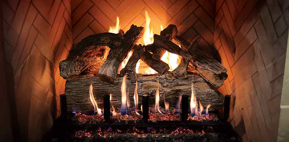 Ventless Gas Log Set Natural Glo 8-Piece Ceramic Gas Fireplace Log Set ...